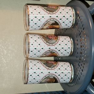 Culver | Dining | Culver Mcm Glass Cups Metallic Christmas Goose Trees ...